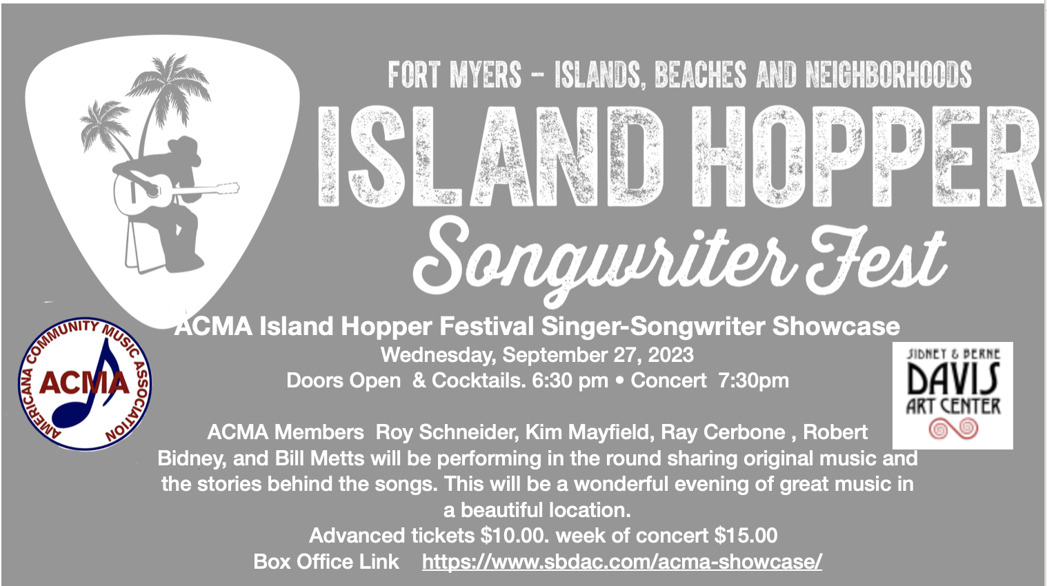 ACMA Island Hopper Festival Singer-Songwriter Showcase - Americana ...